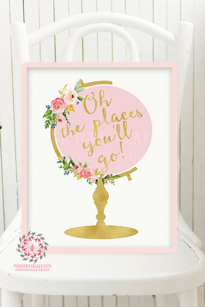 World Globe Printable Wall Art Print Nursery Oh The Places You'll Go B ...