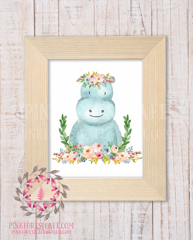 Hippo Zoo Boho Bohemian Garden Floral Nursery Baby Girl Room Playroom ...