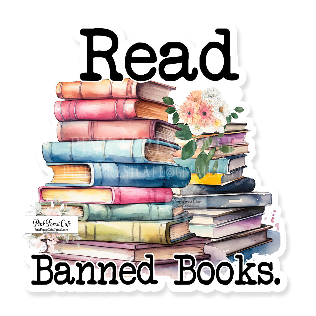 Read Banned Books Vinyl Decal Sticker – Pink Forest Cafe