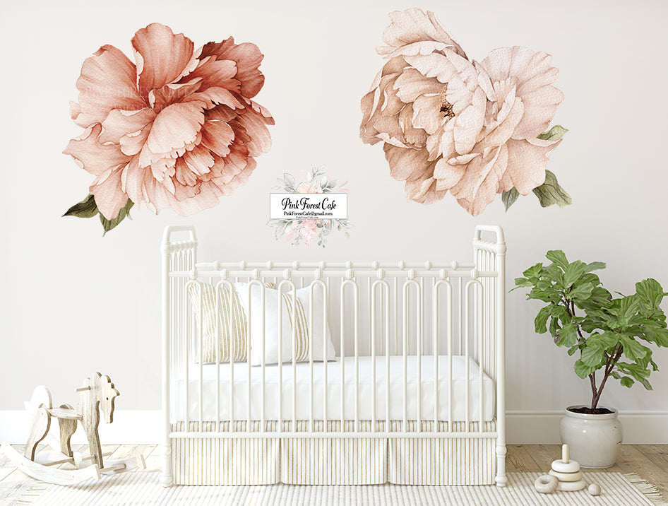 2 - 40" Peony Wall Decal Sticker Peonies Floral Flower Decals Sticker ...