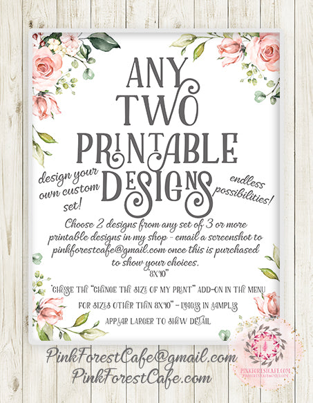 Choose Any TWO Printable Wall Art Print Designs Mix Or Match - From Pi ...