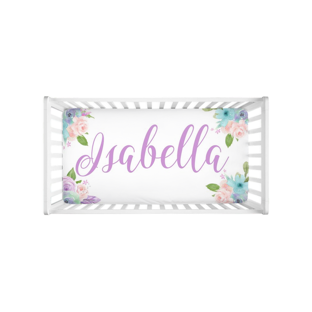 Purple Feather Isabella Crib Sheet Turquoise Baby Girl Nursery – Pink ...