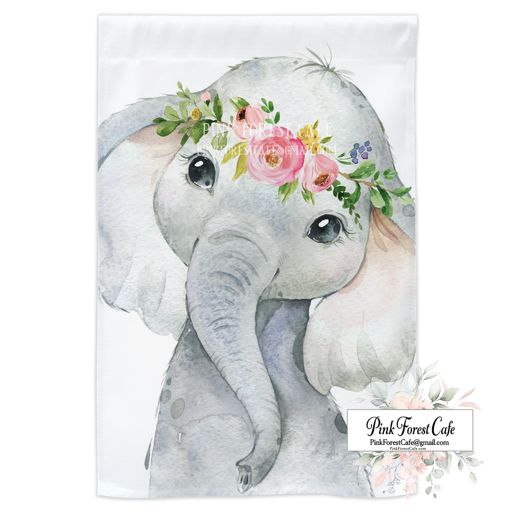 Boho Elephant Zoo Animal Yard Flag Banner Floral Nursery Decor – Pink ...