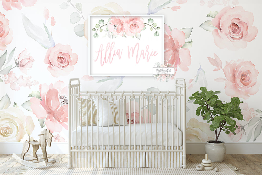 Custom Calligraphy Baby Girl Name Wall Art Print Personalized Gift Peo ...