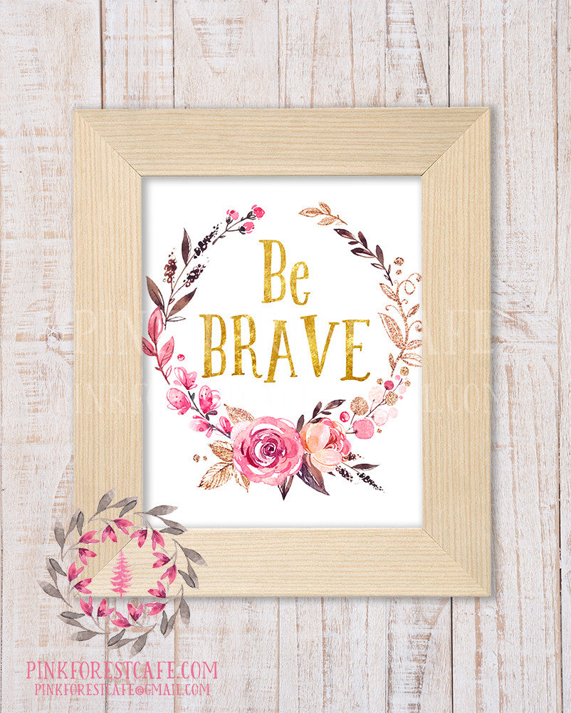 Be Brave Woodland Boho Nursery Decor Baby Girl Wall Art Shower Gift Pi ...