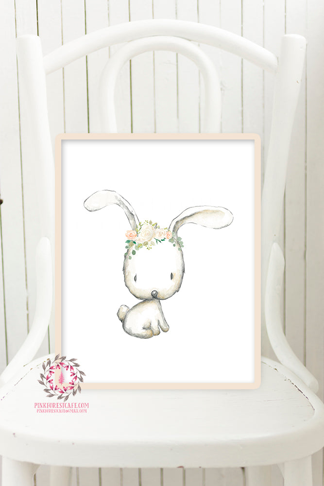 Boho Bunny Rabbit Blush Printable Print Wall Art Woodland Nursery Baby ...