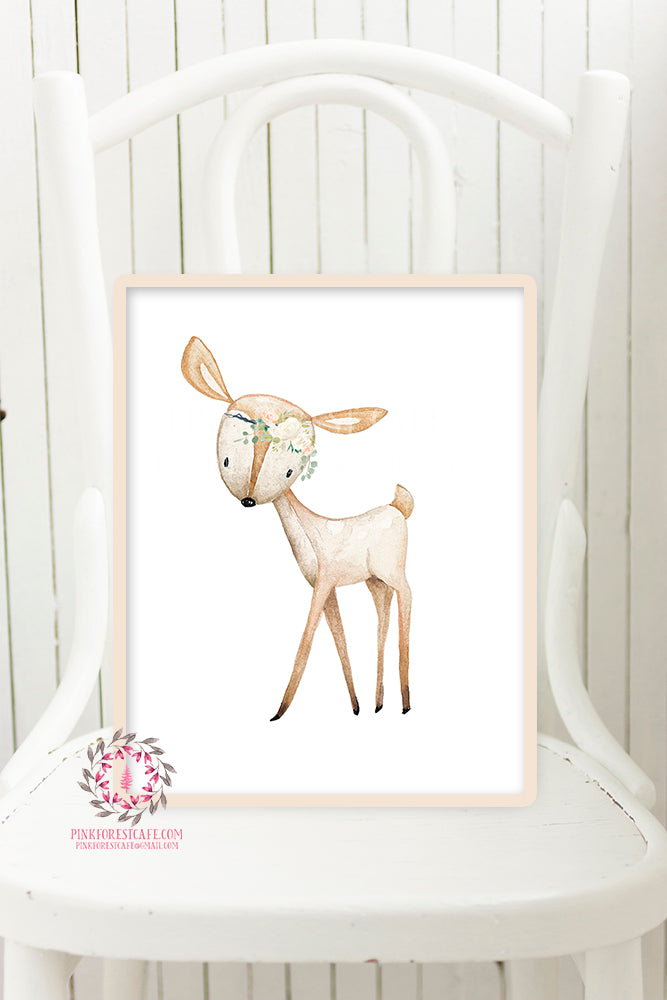 Boho Deer Blush Printable Print Wall Art Woodland Nursery Baby Girl Ro ...