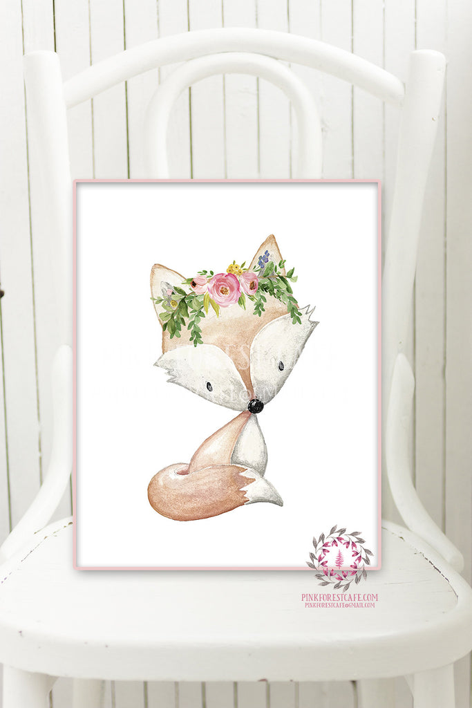 Boho Bohemian Fox Woodland Printable Wall Art Print Garden Floral Nurs ...