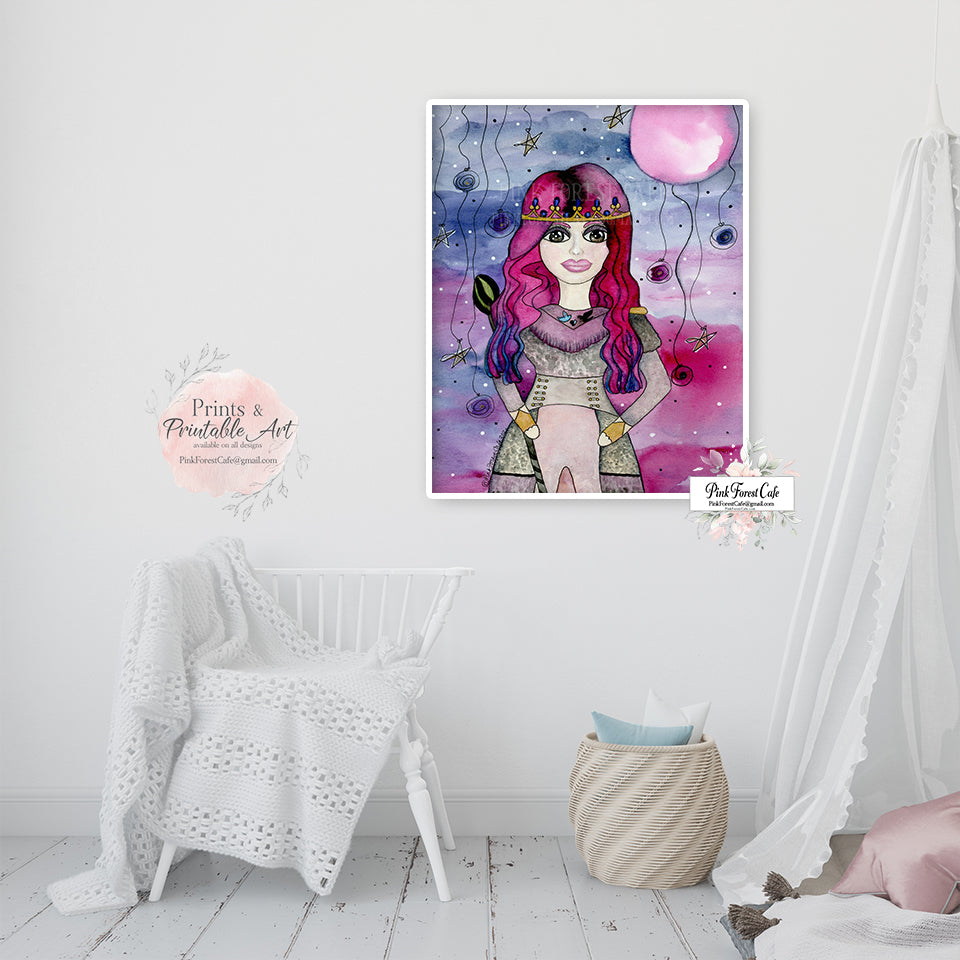 Boho Descendants Wall Art Print Watercolor Printable Décor – Pink ...