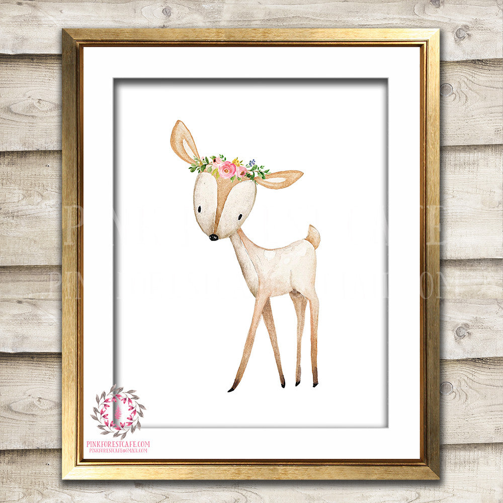 Boho Bohemian Deer Woodland Printable Wall Art Print Garden Floral Nur ...