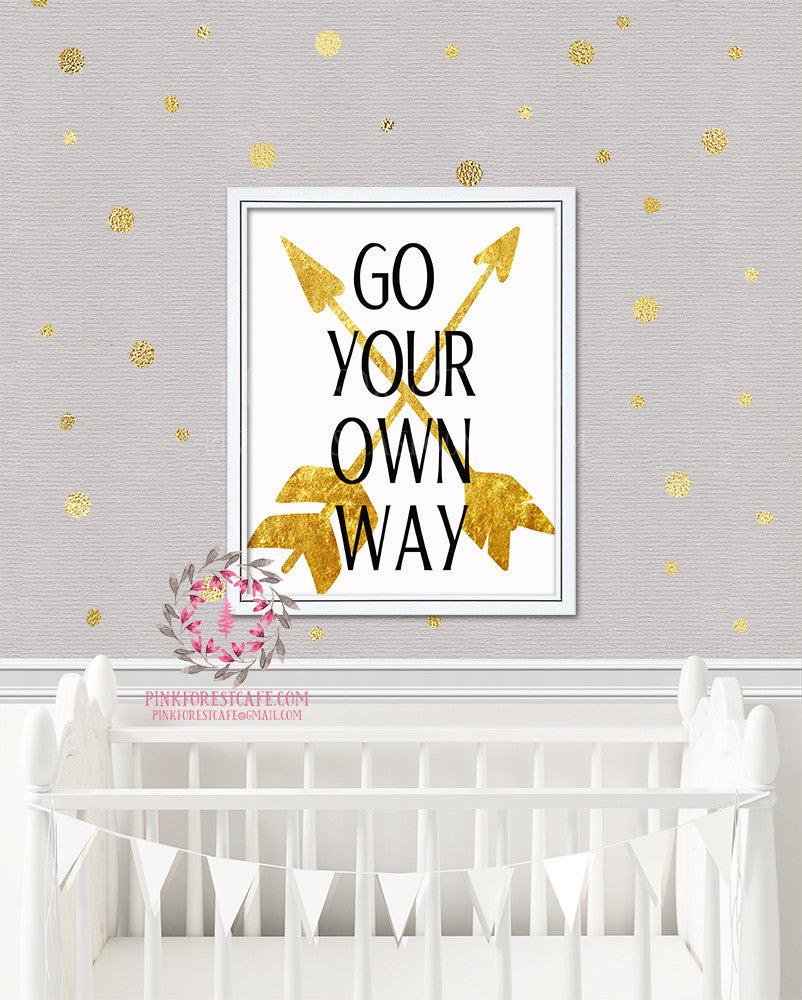Go Your Own Way Tribal Arrow Gold Black Printable Print Wall Art Baby ...