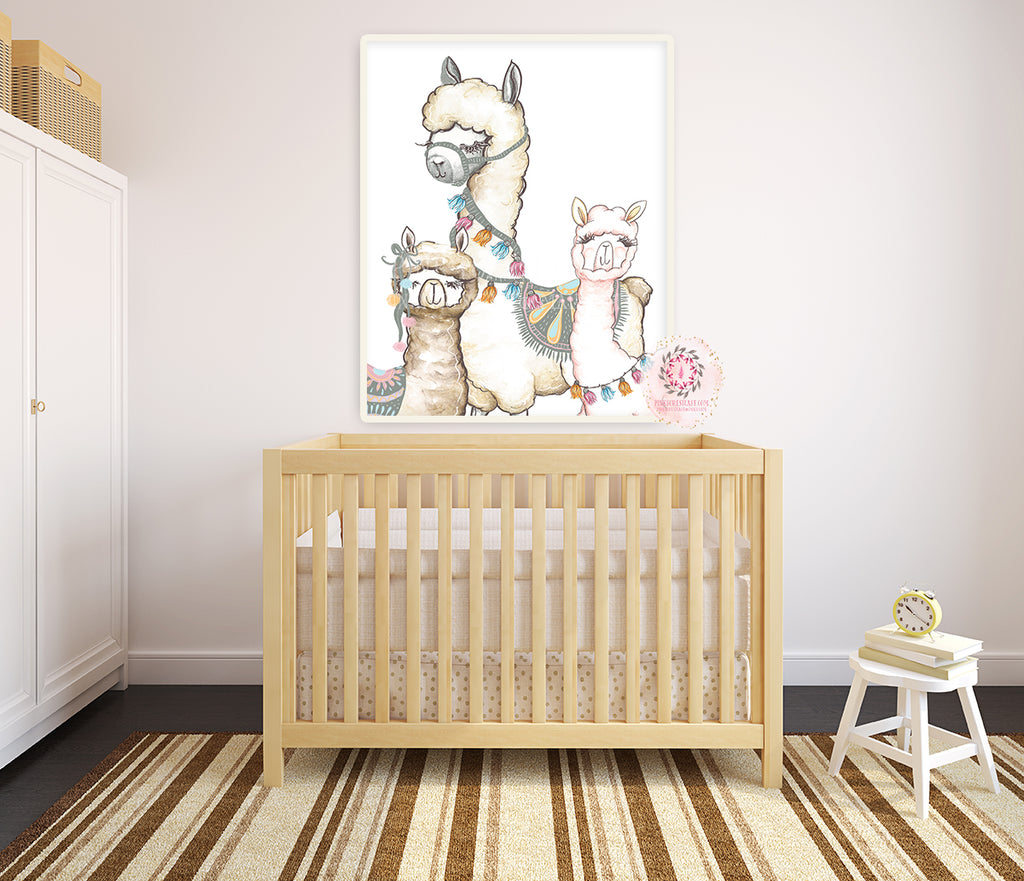 Alpaca Llama Watercolor Baby Nursery Wall Art Print Kids Room Playroom ...