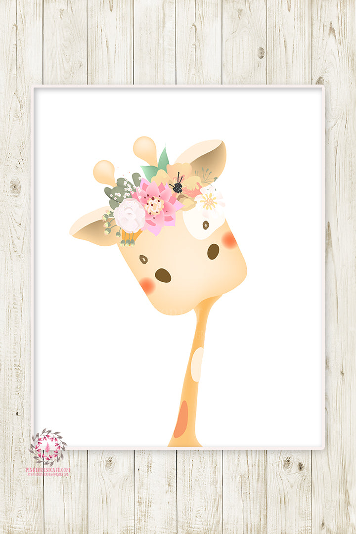 Boho Giraffe Baby Girl Nursery Wall Art Print Ethereal Whimsical Bohem ...