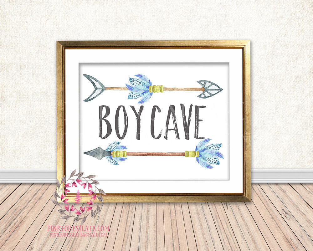 Boy Cave Wall Art Print Arrows Tribal Woodland Nursery Arrow Baby Room ...