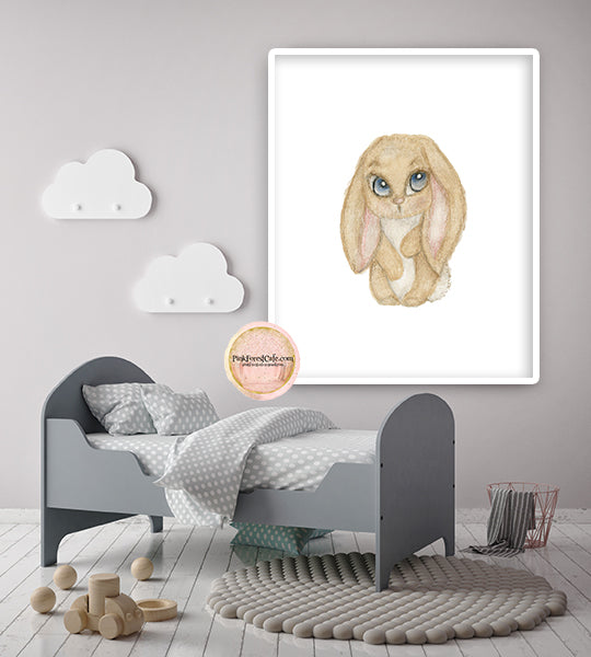 Bunny Rabbit Wall Art Print Woodland Watercolor Baby Nursery Printable ...
