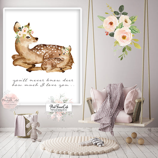 You Are My Sunshine Boho Deer Wall Art Print Fawn Woodland Floral Nurs ...