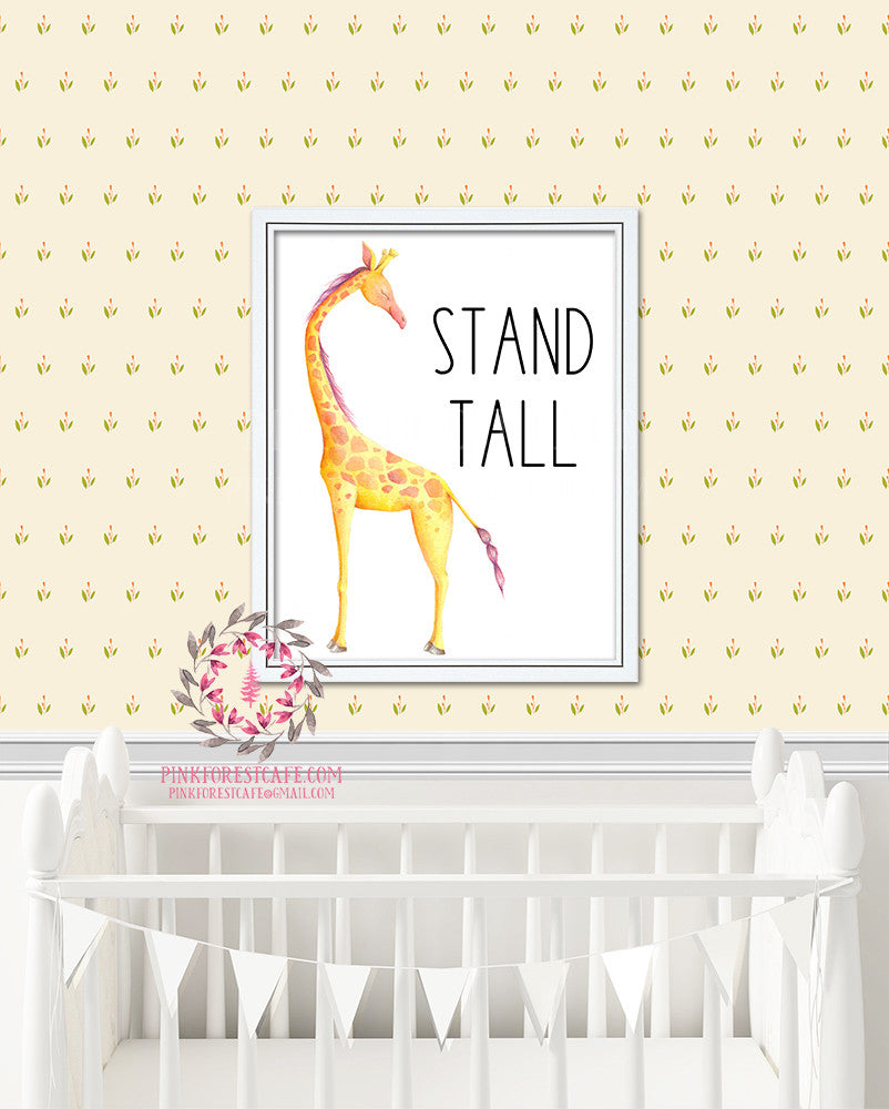 Giraffe Stand Tall Baby Nursery Kids Print Printable Wall Poster Art H ...