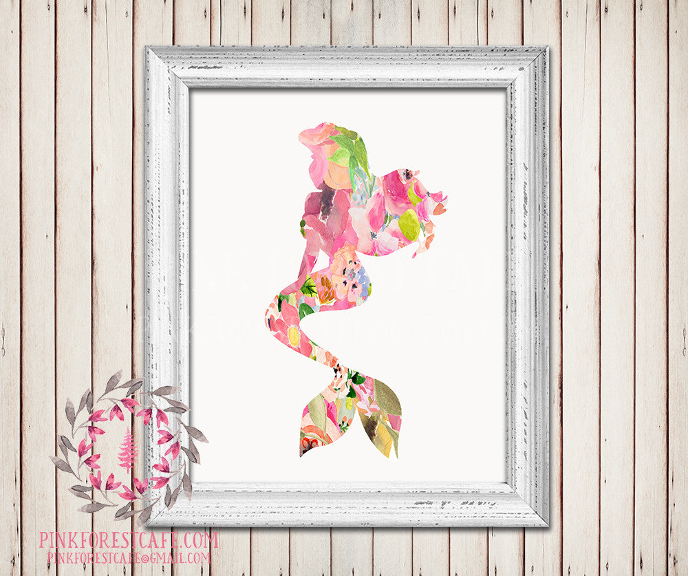 Little Mermaid Nursery Baby Girl Nautical Room Printable Print Wall Ar ...